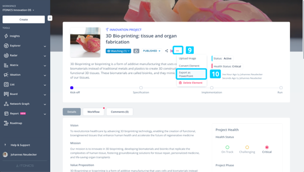 6️⃣ Exporting Content as PPT or XLS
